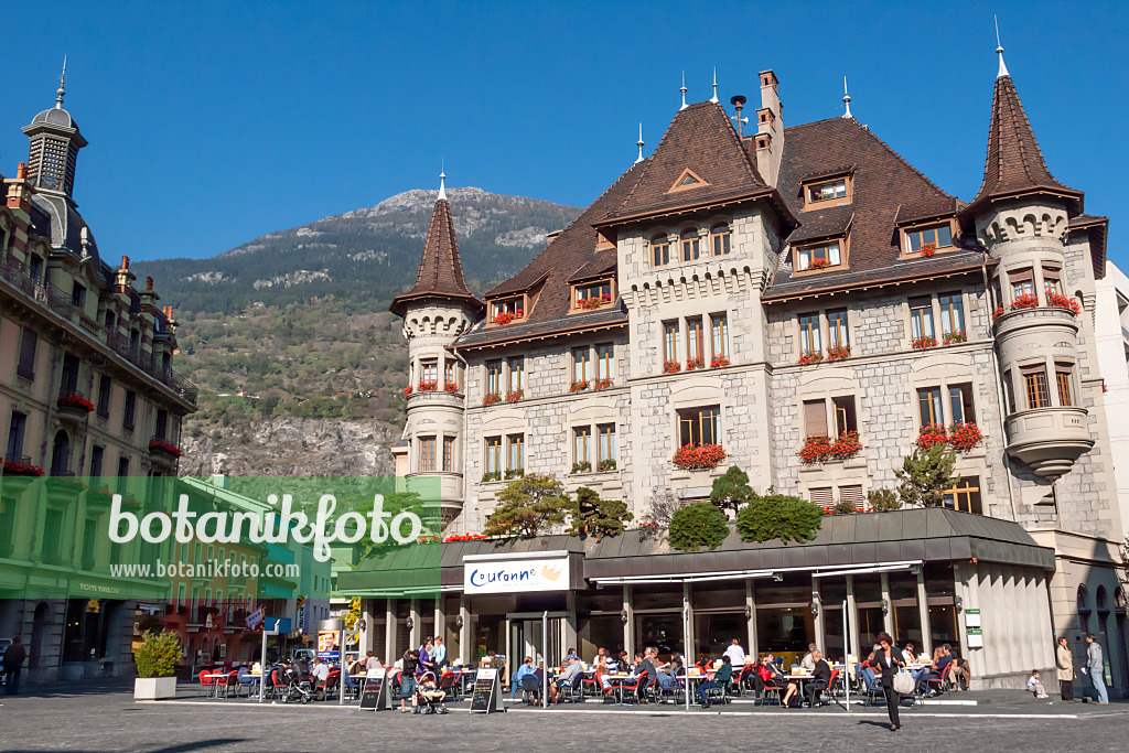 Image Town square with café on a summer day, Brig, Switzerland - 453067 ...